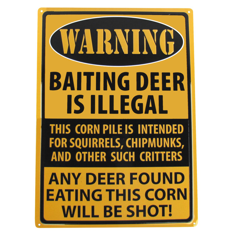 Treasure Gurus Baiting Deer Warning Funny Embossed Metal Hunting Sign ...